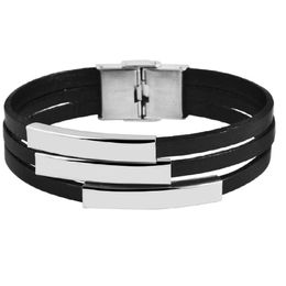 Adelia´s Edelstahlarmband ADELIA´S "Herren Armband aus Edelstahl 21,5 cm", schwarz, Armbänder, Herren, 21,5, Edelstahl