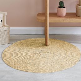 Teppich LUXOR living "Ibo", beige (creme), H:7mm Ø:80cm, Obermaterial: 99% Jute, 1% Baumwolle, Teppiche, Wendeteppich, handgeflochten, Naturfaser, Boho-Style, Wohnzimmer