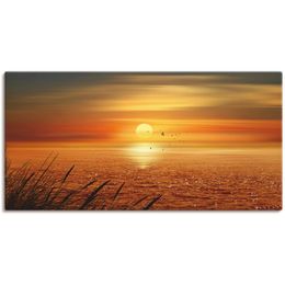 Wandbild Artland "Sonnenuntergang über dem Meer", orange, B:150cm H:75cm, Canvas, Leinwand, Bilder, als Leinwandbild, Poster, Wandaufkleber in verschied. Größen