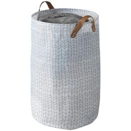 Wäschetasche Wenko "Geo", braun (weiß, braun), H:60cm T:40cm, Polyester, Wäschesammler, ØxH: 40x60 cm, 75 Liter