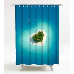 Duschvorhang Sanilo "Dream Island", bunt (blau, aquablau, grün), B:180cm H:200cm, Polyester, Duschvorhänge