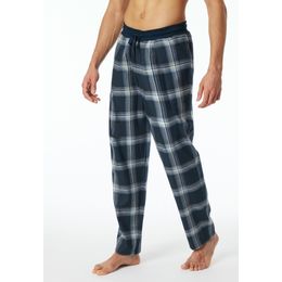 Schlafhose Schiesser ""Mix+Relax"", Herren, Gr. 50, N-Gr, blau (804, nachtblau), Flanell, Obermaterial: 100% Baumwolle, kariert, klassisch, bequem lang, Hosen, mit Bindekordel