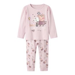 Schlafanzug name it "NMFDYRIS PEPPA LS NIGHTSET NOOS CPLG", Kinder, Gr. 122 (128), rosa (winsome orchid), Jersey, Obermaterial: 95% Baumwolle, 5% Elasthan, bedruckt, casual, regular fit knöchellang, Rundhals, Langarm, Homewear-Sets, mit Peppa Wutz Druck