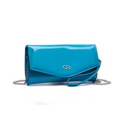 Clutch "Mia", Damen, Gr. B/H/T: 24cm x 13cm x 5cm one size, blau (türkis), Lederimitat, Collezione Alessandro, Taschen, aus weichem Softlackmaterial