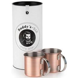 Becher BUDDY'S "Buddy´s Bar", rosa (kupferfarben, rot, braun, goldfarben), B:13cm H:9cm Ø:9cm, Edelstahl, Trinkgefäße, Cocktailbecher, Moscow Mule Becher, 450 ml, hochwertiger Edelstahl, Kupfer Antik