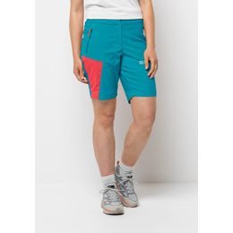 Funktionsshorts Jack Wolfskin "GLASTAL SHORTS W", Damen, Gr. 44, Normalgrößen, blau (tile, blau), OBERSTOFF 94% POLYAMID, 6% ELASTHAN LINING 100% POLYESTER, Hosen