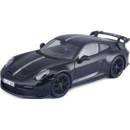 Sammlerauto Maisto "1:18 Porsche 911 GT3, ´23, schwarz mit Streifen", schwarz, Modellfahrzeuge, KinderL:24cm, Metallspritzguss, Kunststoff, L:24cm