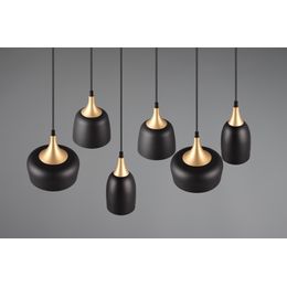 Trio LEUCHTEN Pendelleuchte "CHIRAZ, Hängeleuchte 6-flammig schwarz messing gold max 150cm Höhe", schwarz (schwarz matt gold), 6 flammig, H: 150,0cm,, Lampen, Hängelampe exkl 6x E14 max 25W, Industrie Loft Stil 3 Schirmformen