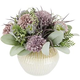 Kunstblume I.GE.A. "Gesteck aus Dahlien und Allium", lila (mauve), B:25cm H:21cm L:25cm, Polyester, Kunstpflanzen