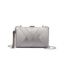 Clutch "Sydney", Damen, Gr. B/H/T: 17cm x 11cm x 7cm one size, silber, Kunstfaser, Collezione Alessandro, Taschen, edles Design