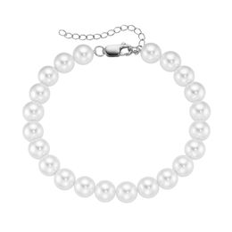 Armband Smart Jewel "mit Muschel-Perlen, Silber 925", weiß, Armbänder, Herren, 23cm, Silber 925 (Sterlingsilber)