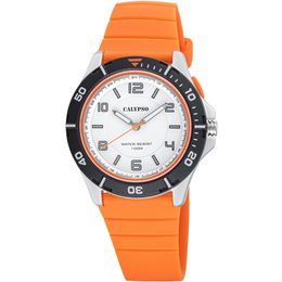 Quarzuhr Calypso Watches "Sweet Time", orange (orange, weiß), Armbanduhren, Kinder, Armbanduhr, Kinderuhr, Junge, analog