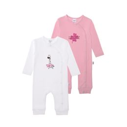 Jumpsuit Liliput "Giraffe", Baby, Gr. 74/80, EURO-Größen, rosa (weiß, rosa), 100% Baumwolle, casual, Rundhals, Langarm, Overalls, mit praktischer Druckknopfleiste