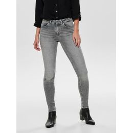 Skinny-fit-Jeans Only "ONLBLUSH MID SK ANK RW REA0918 NOOS", Damen, Gr. M (38), Länge 34, grau (grau denim), Denim/Jeans, Obermaterial: 92% Baumwolle, 6% Elastomultiester, 2% Elasthan, unifarben, modisch, skinny fit, Jeans, mit ausgefranstem Saum