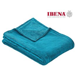 Wohndecke Ibena "Uni Fleecedecke Olbia", blau (petrol), B:130cm L:180cm, Kunstfaser, Wohndecken, einfarbig schick, Kuscheldecke