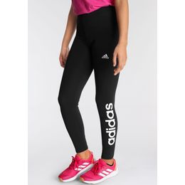 Leggings adidas Sportswear "ESSENTIALS LINEAR LOGO COTTON", Kinder, Gr. 170, N-Gr, schwarz-weiß (schwarz, weiß), Obermaterial: 93% Baumwolle, 7% Elasthan, clean, sportlich, Hosen