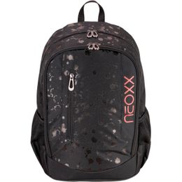 Schulrucksack neoxx "Flow, Splash Black", Kinder, Gr. B/H/T: 28cm x 42,5cm x 18cm, splash schwarz, Polyester, Rucksäcke, teilweise aus recyceltem Material