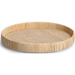 Tablett zeller PRESENT "Nature", beige (natur), H:5cm Ø:40cm, Rattan, Tabletts, nachhaltig hergestellt