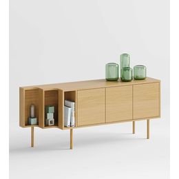 Sideboard WOODMAN "Shift", beige (natur), B:189cm H:65cm T:44cm, FSC-zertifiziertes teilmassives Holz, Sideboards, mit Echtholzfurnier aus Eiche, Breite 189 cm, mit Push-to-Open