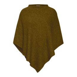 Strickpullover B.Young "Strickpullover BYVIKSI PONCHO 2 -", Damen, grün (military olive melange), Feinstrick, Obermaterial: 52% Polyester Pol. recyc.. 38% Polyacryl PAN. 6% Wolle WO. 4% Elasthan EL., meliert, Basic, normal, U-Boot-Ausschnitt, ohne Ärmel, Pullover