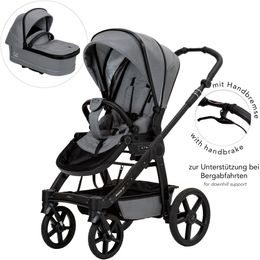 Kombi-Kinderwagen Hartan "Rock it GTR Outdoor mit Handbremse", Baby, grau (graphit), Aluminium, Polyester, Baumwolle, Kinderwagen, Made in Germany