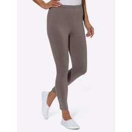 Leggings Classic Basics, Damen, Gr. 38, Normalgrößen, grau (taupe), 95% Baumwolle, 5% Elasthan, unifarben, 7/8-Länge, Hosen