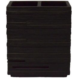 Zahnbürstenhalter Ridder "Brick", schwarz, B:10cm H:11,1cm L:6cm, Polyresin, Zahnputzbecher, UV-beständig