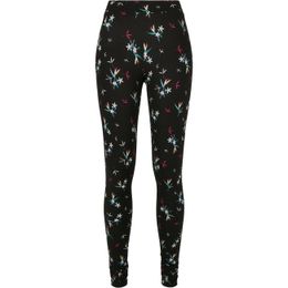 Leggings Urban Classics "Urban Classics Damen Ladies Soft AOP Leggings", Damen, Gr. 5XL, US-Größen, schwarz (schwarzfloret), 85% Polyester, 15% Elasthan, skinny fit, Hosen