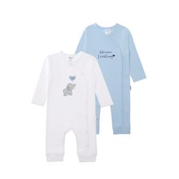 Jumpsuit Liliput "Elefant", Baby, Gr. 74/80, EURO-Größen, blau (weiß, hellblau), 100% Baumwolle, casual, Rundhals, Langarm, Overalls, mit praktischer Druckknopfleiste