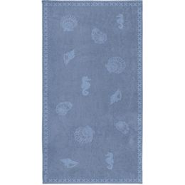 Strandtuch Seahorse "Shells", blau, B:100cm L:200cm, Jacquard-Velours, Obermaterial: 100% Baumwolle, Handtücher (Packung), mit Meeres Motiven