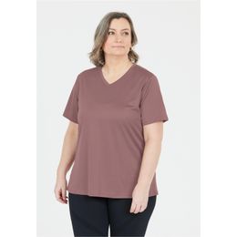 Funktionsshirt Q BY ENDURANCE "ANNABELLE", Herren, Gr. 46, lila (flieder), 100% Polyester, unifarben, feminin, normal, V-Ausschnitt, Kurzarm, Shirts, mit QUICK DRY-Technologie