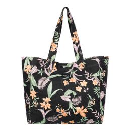 Strandtasche Roxy "ANTI BAD VIBES PRINTED", Gr. B/H/T: 35cm x 40cm x 17cm, anthrazit i, Web, Baumwolle, gemustert, Taschen, mit Blumenmuster