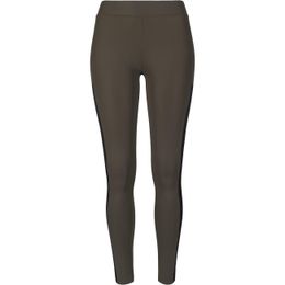 Leggings Urban Classics "Urban Classics Damen Ladies Jacquard Camo Striped Leggings", Damen, Gr. M, US-Größen, grün (schwarzolive, schwarzcamo), 80% Nylon, 20% Elasthan, slim fit, Hosen