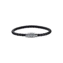 Armband HECHTER PARIS "Schmuck Geschenk Silber 925 Armschmuck Lederband used look" Gr. 19, silber (silberfarben, schwarz), Armbänder, Herren, 19, Silber 925 (Sterlingsilber)-Leder, Silber 925 (Sterlingsilber), Leder