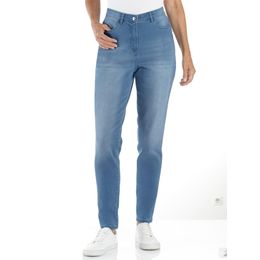 High-waist-Jeans Classic Basics, Damen, Gr. 40, Normalgrößen, blau (blau, bleached), 81% Baumwolle, 17% Polyester, 2% Elasthan, unifarben, lang, Jeans