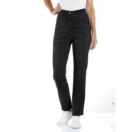 High-waist-Jeans Classic Basics, Damen, Gr. 38, Normalgrößen, schwarz (schwarz denim), 81% Baumwolle, 17% Polyester, 2% Elasthan, unifarben, lang, Jeans 5-Pocket-Jeans