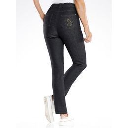 Bequeme Jeans Classic Basics, Damen, Gr. 40, Normalgrößen, schwarz (schwarz denim), 97% Baumwolle, 17% Polyester, 3% Elasthan, unifarben, lang, Jeans