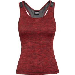 Muskelshirt Urban Classics "Urban Classics Damen Ladies Active Melange Trainings Top", Herren, Gr. L, rot (rot, schwarz, schwarz), 94% Polyester, 6% Elasthan, unifarben, casual, slim fit, Racerback, ohne Ärmel, Shirts