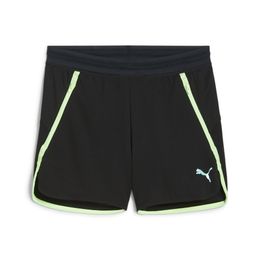 Sporthose Puma "individualBLAZE Shorts Damen", Damen, Gr. L, Normalgrößen, schwarz (schwarz fizzy apple gelb), Obermaterial: 100% Polyester; Taschenfutter: 100% Polyester, unifarben, regular fit, Hosen