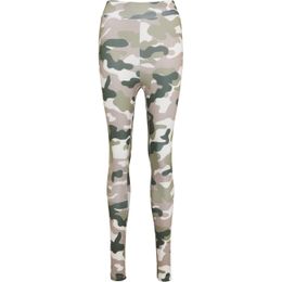 Leggings Urban Classics "Urban Classics Damen Ladies High Waist Camo Tech Leggings", Damen, Gr. L, US-Größen, bunt (duskrose camo), 77% Polyester, 23% Elasthan, slim fit, Hosen