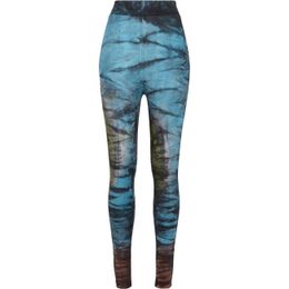 Leggings Urban Classics "Urban Classics Damen Ladies Cotton Tie Dye High Waist Leggings", Damen, Gr. L, US-Größen, schwarz, 95% Baumwolle, 5% Elasthan, Batikmuster, slim fit, Hosen