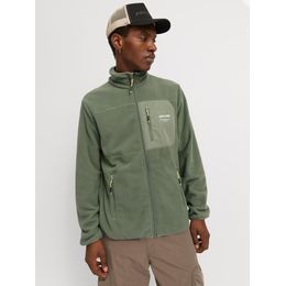 Jack & Jones Outdoorjacke JACK & JONES "JJTHEO FLEECE JACKET", Herren, Gr. L, grün (agave grün), Web, Obermaterial: 100% Polyester, unifarben, modisch, regular fit, Langarm, Jacken