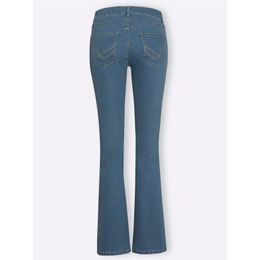 Bootcut-Jeans Classic Basics, Damen, Gr. 23, Kurzgrößen, blau (blau, bleached), 81% Baumwolle, 17% Polyester, 2% Elasthan, unifarben, lang, Jeans