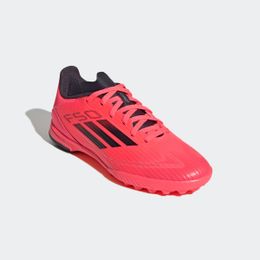 Fußballschuh adidas Performance "F50 LEAGUE KIDS TF", Gr. 34, rot (turbo, aurbla, platinmet), Synthetik, Textil, sportlich, Schuhe