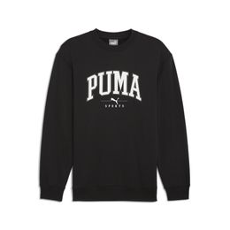 Langarmshirt Puma "SQUAD CREW FL", Herren, Gr. L, schwarz (Puma schwarz), Fleece, Obermaterial: 66% Baumwolle, 34% Polyester, bedruckt, sportlich, regular fit normal, Rundhals, Langarm, Shirts