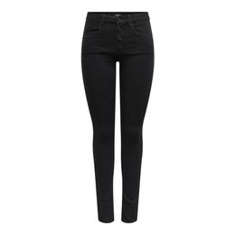 Skinny-fit-Jeans Only "ONLRAIN HW SK VIS BUTTON PUSH UP DNM PIM", Damen, Gr. S (36), Länge 32, schwarz, Denim/Jeans, Obermaterial: 53% Viskose, 29% Baumwolle, 17% Polyester, 1% Elasthan, unifarben, modisch, skinny fit knöchellang, Jeans