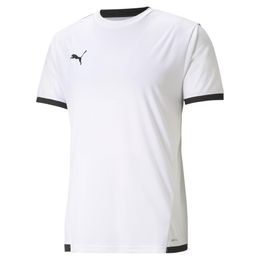 Trainingsshirt Puma "teamLIGA Fußballtrikot Herren", Herren, Gr. L, schwarz-weiß (weiß schwarz), Obermaterial: 100% Polyester; Ärmelbund: 100% Polyester; Schultereinsatz: 100% Polyester; Oberer Saum: 100% Polyester, clean, regular fit, Rundhals, Kurzarm, Shirts