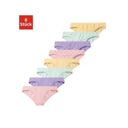 Bikinislip Petite Fleur, Kinder, Gr. 158/164, bunt (gelb, lila, mint, rosa), Jersey, Obermaterial: 95% Baumwolle, 5% Elasthan, bedruckt, unifarben, Unterhosen, mit Sternen-Print und unifarben