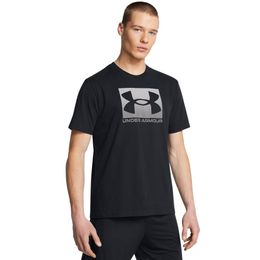 T-Shirt Under Armour "UA M BOXED SPORTS UPDATED SS", Herren, Gr. M, schwarz, Single Jersey, Obermaterial: 60% Baumwolle, 40% Polyester, unifarben, sportlich, Rundhals, Kurzarm eingesetzt eingefasste Kante, Shirts