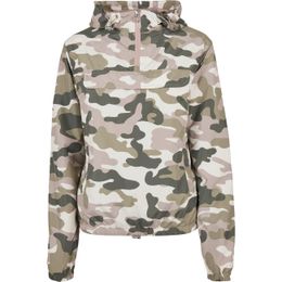 Windbreaker Urban Classics "Urban Classics Damen Ladies Camo Pull Over Jacket", Damen, Gr. XS, bunt (duskrosecamo), 100% Polyester, mehrfarbig, klassisch, normal, ohne Ausschnitt, Langarm, Jacken